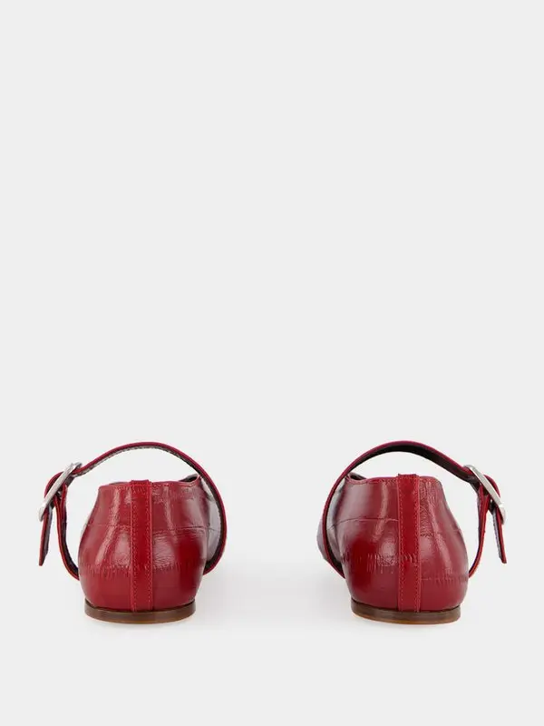 Le Monde Beryl Stella Eel-embossed Leather Slipper - Burgundy