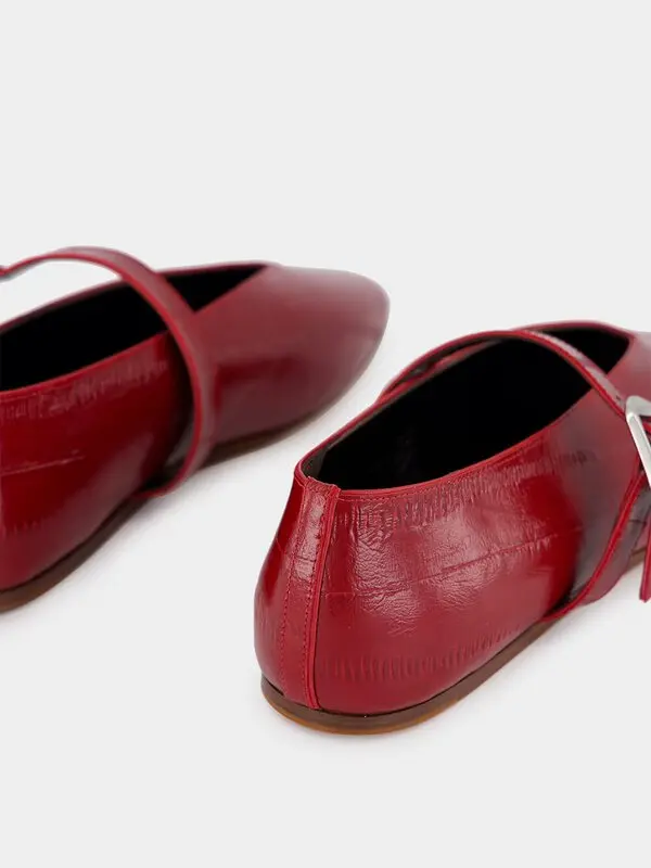 Le Monde Beryl Stella Eel-embossed Leather Slipper - Burgundy
