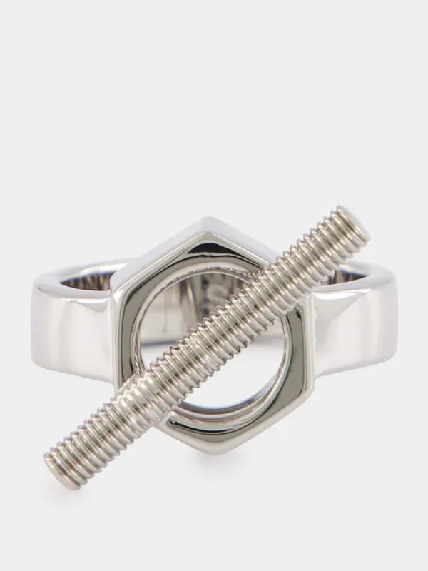 Marni Sculptural Brass Ring - Silver