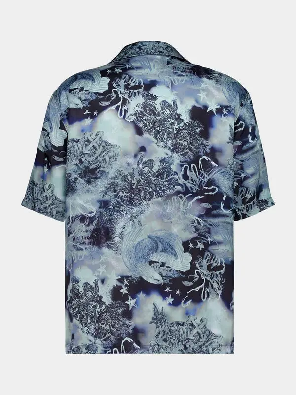 Off-White Printed Viscose Bowling Shirt - Blue
