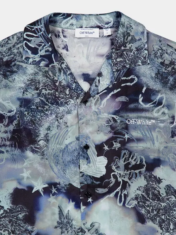 Off-White Printed Viscose Bowling Shirt - Blue