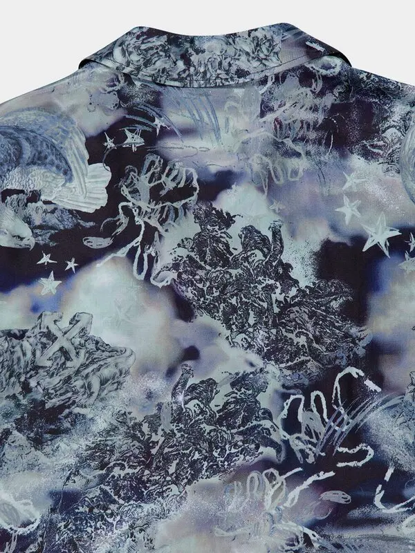 Off-White Printed Viscose Bowling Shirt - Blue