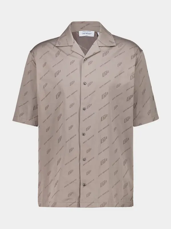 Off-White Cotton Nylon Jacquard Bowling Shirt - Beige