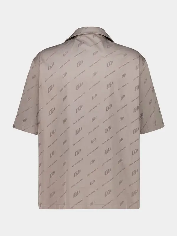 Off-White Cotton Nylon Jacquard Bowling Shirt - Beige