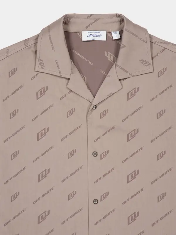 Off-White Cotton Nylon Jacquard Bowling Shirt - Beige