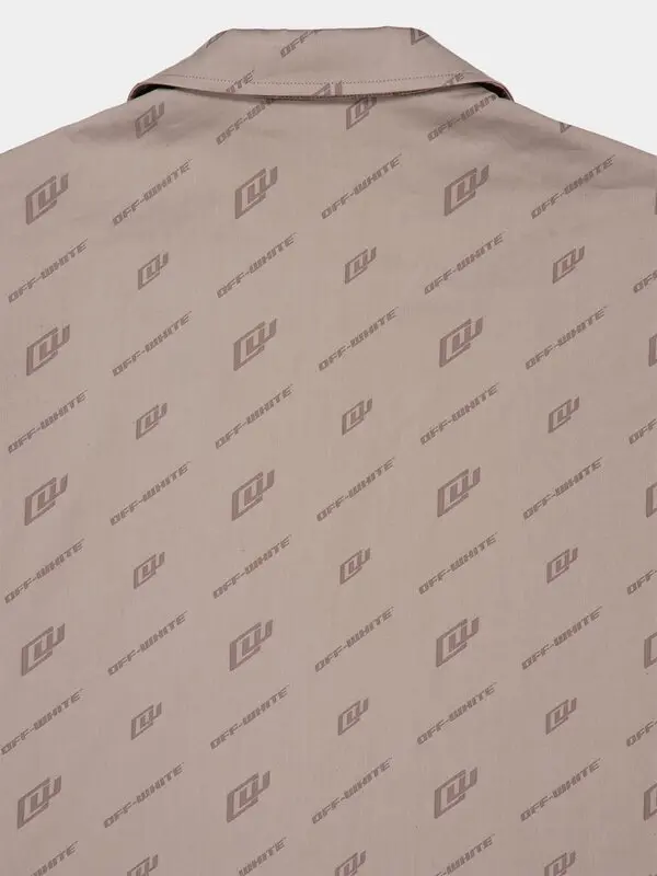 Off-White Cotton Nylon Jacquard Bowling Shirt - Beige