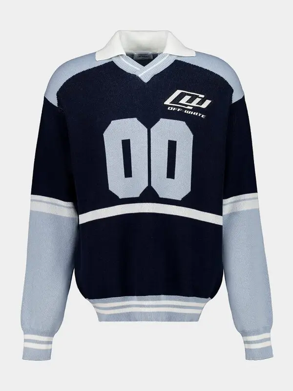Off-White Navy And Light Sporty Knit Polo - Blue