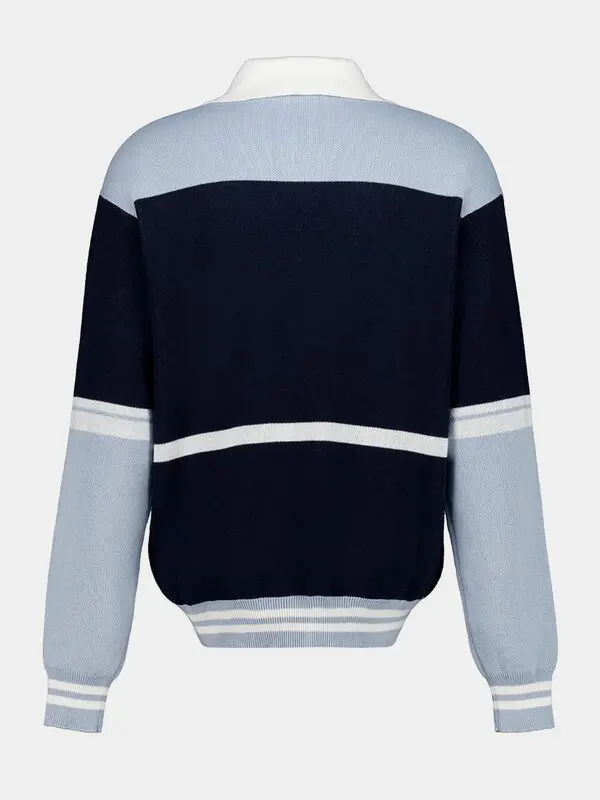 Off-White Navy And Light Sporty Knit Polo - Blue
