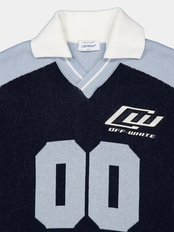 Off-White Navy And Light Sporty Knit Polo - Blue