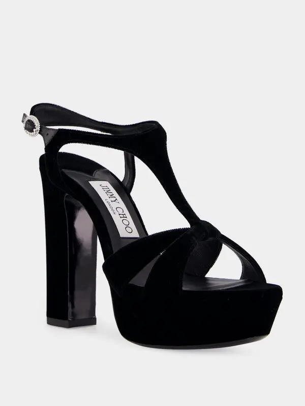 JIMMY CHOO Kesia 120 Velvet Platform Sandals