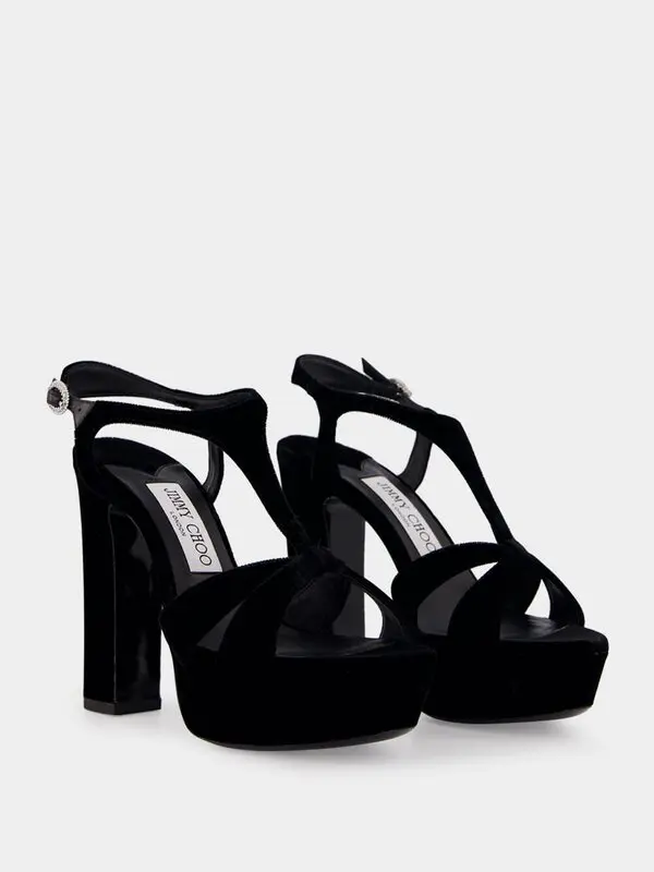 JIMMY CHOO Kesia 120 Velvet Platform Sandals