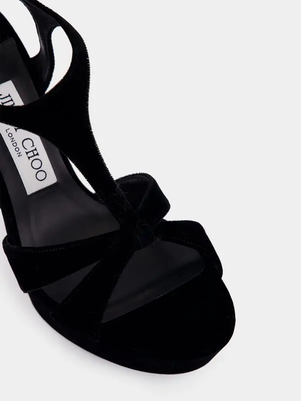 JIMMY CHOO Kesia 120 Velvet Platform Sandals