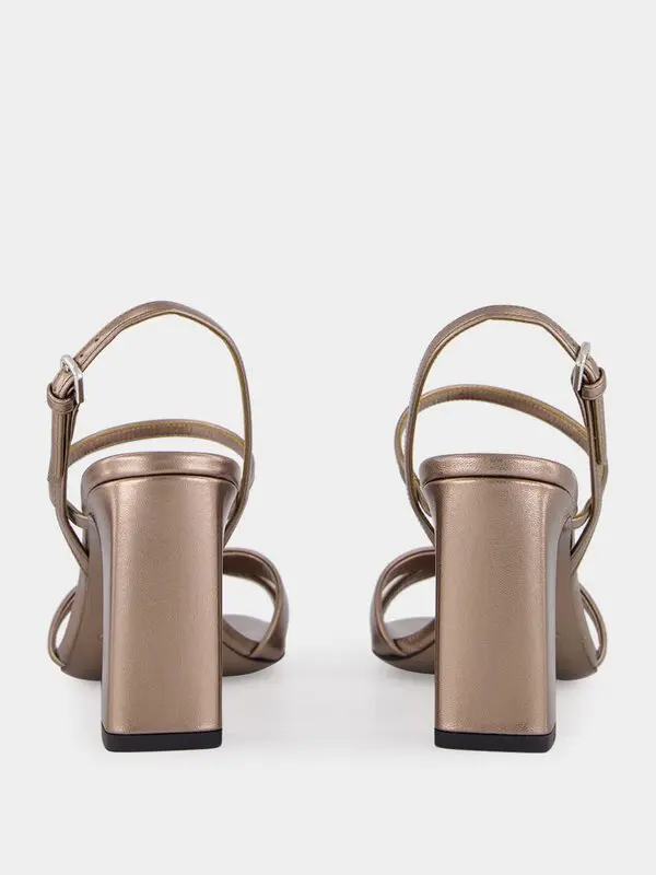 JIMMY CHOO Elsy 85 Metallic Nappa Leather Sandals - Grey