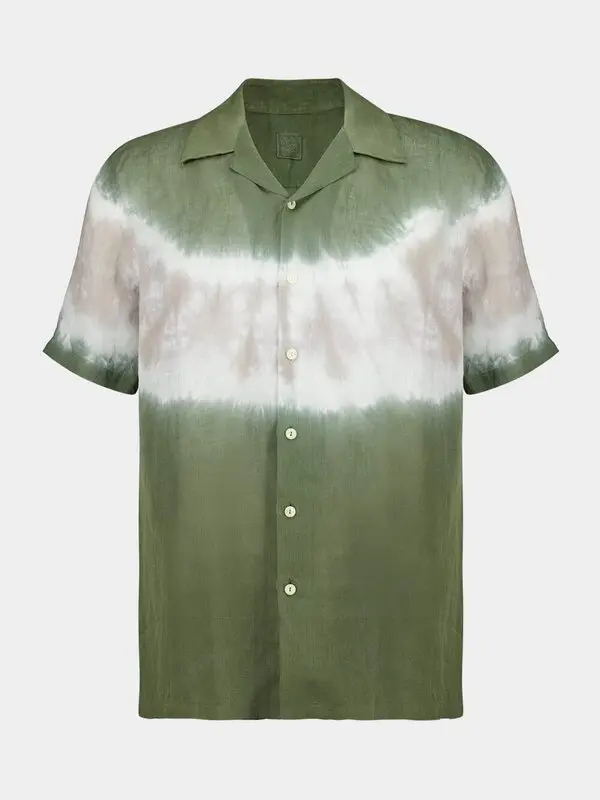 120% Lino Military Tie-dye Linen Shirt
