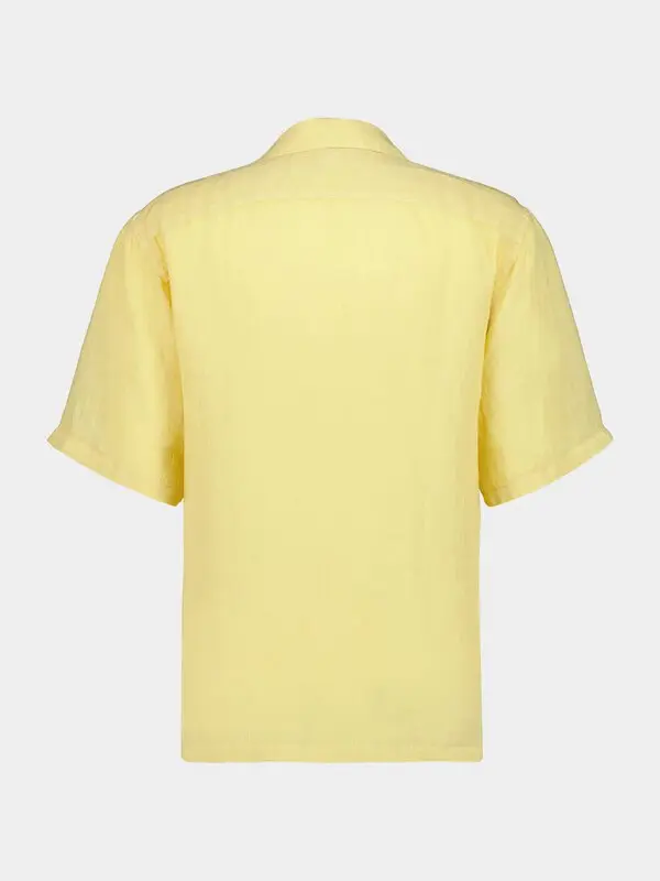 120% Lino Zafferano Linen Short-sleeved Shirt - Yellow