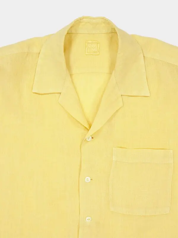 120% Lino Zafferano Linen Short-sleeved Shirt - Yellow