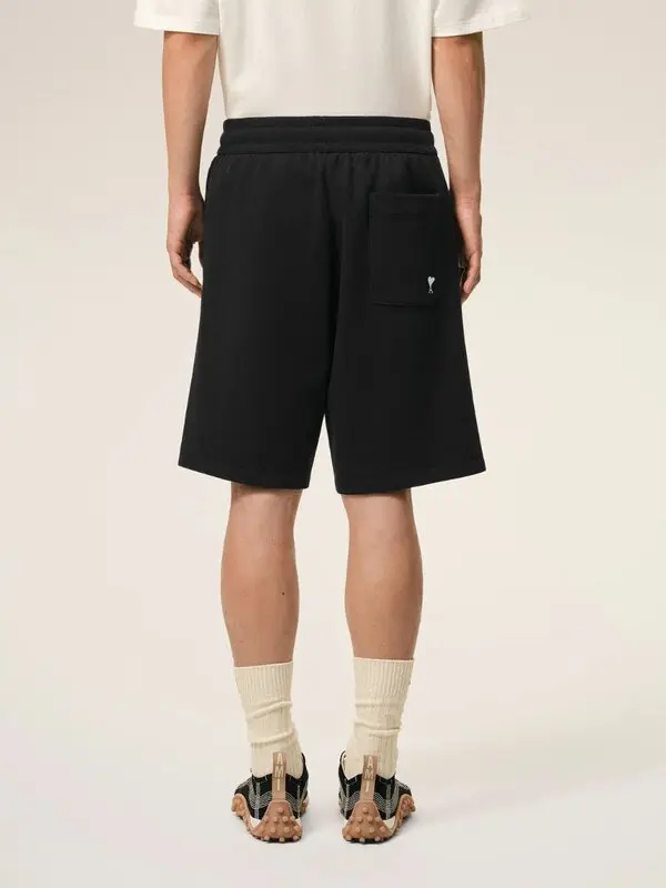 AMI Paris De Coeur Cotton Shorts - Black