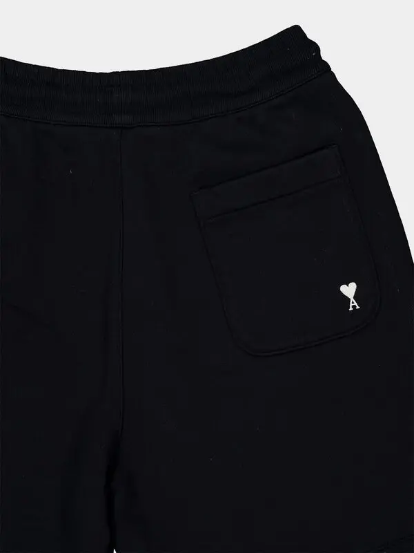 AMI Paris De Coeur Cotton Shorts - Black