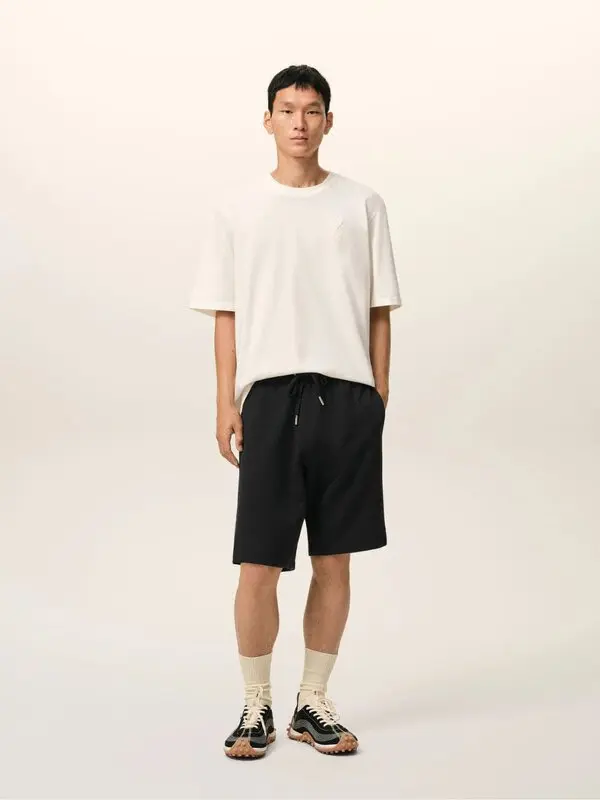 AMI Paris De Coeur Cotton Shorts - Black
