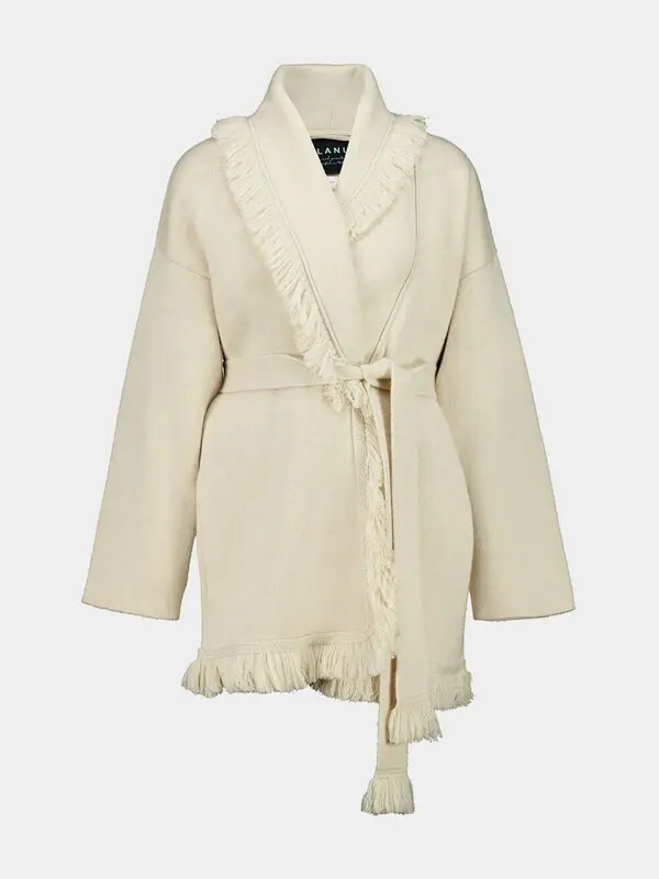 Alanui Cashmere-cotton Fringed Cardigan - Beige