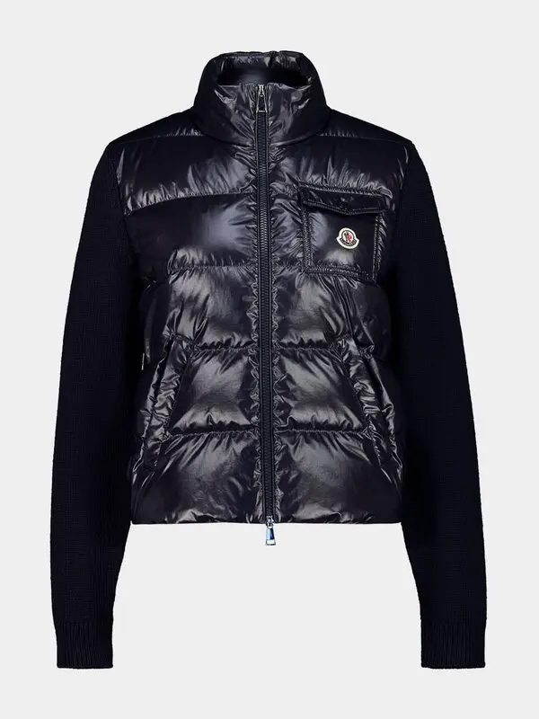 Moncler Padded Zip-up Wool Cardigan - Blue