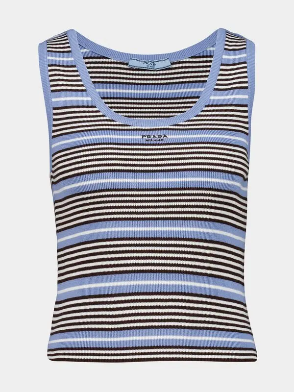 Prada Striped Cotton Knit Tank Top - Multicolour
