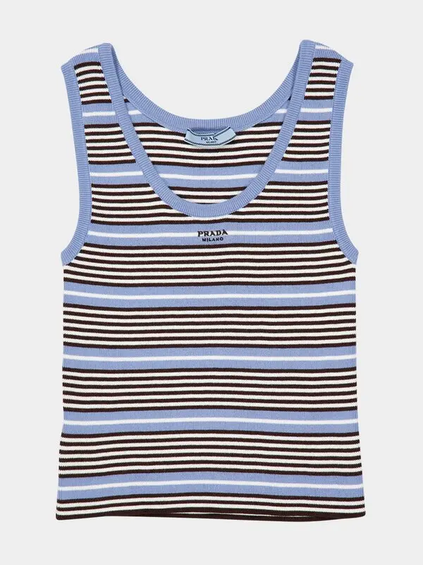 Prada Striped Cotton Knit Tank Top - Multicolour
