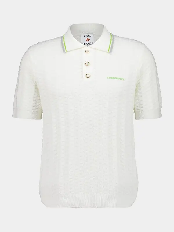 Casablanca Tennis Bouclé Cotton Polo Shirt
