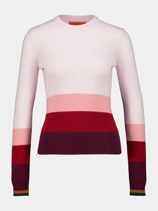 La DoubleJ Striped Cashmere Crewneck Jumper - Pink