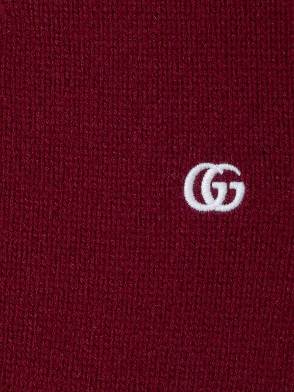Gucci Wool Cashmere Cardigan With Embroidery - Burgundy