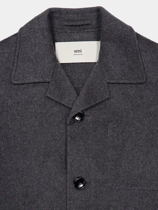 AMI Paris Wool-cashmere Blend Four-button Coat - Grey