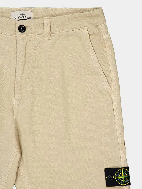 Stone Island Organic Panama Cotton Trousers - Beige