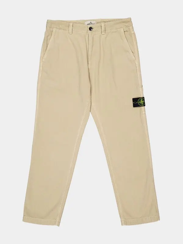 Stone Island Organic Panama Cotton Trousers - Beige