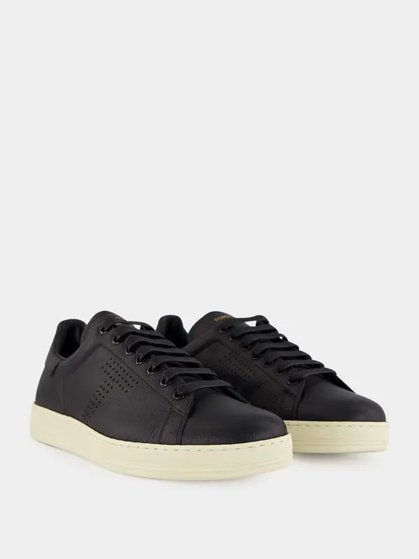 TOM FORD Grain Leather Warwick Sneaker - Black