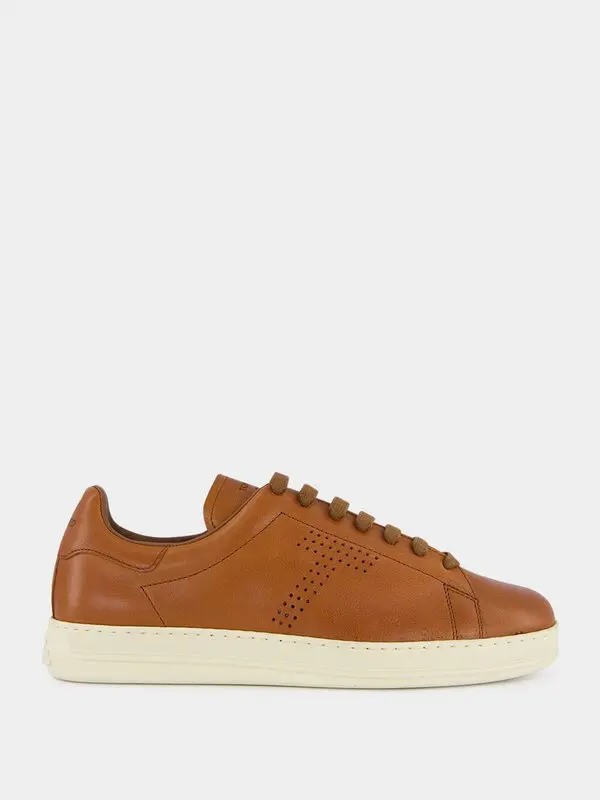 TOM FORD Leather Low Top Sneakers - Brown