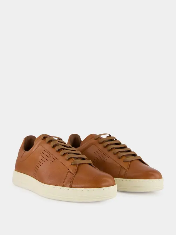 TOM FORD Leather Low Top Sneakers - Brown