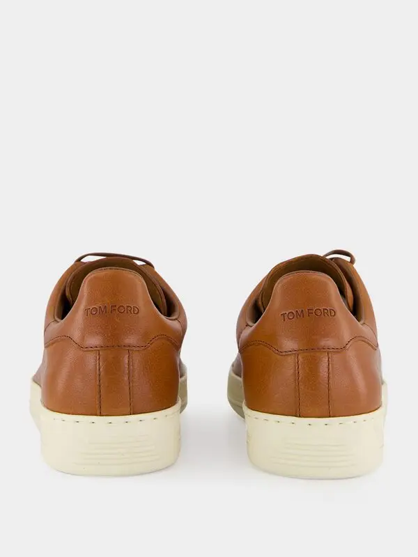 TOM FORD Leather Low Top Sneakers - Brown