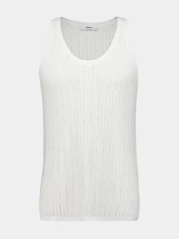 Commas Pointelle Knit Tank - White