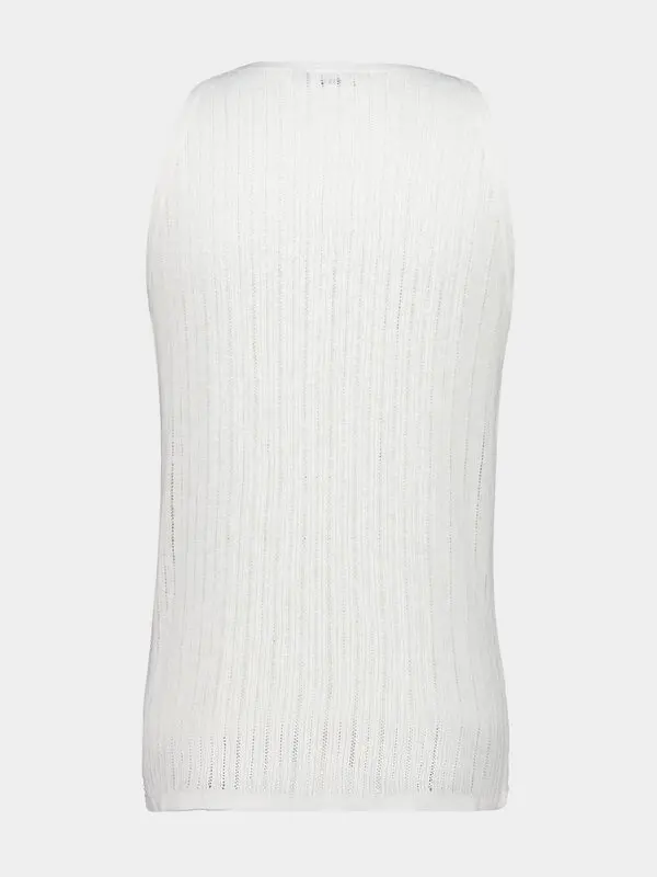 Commas Pointelle Knit Tank - White