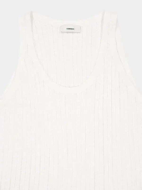 Commas Pointelle Knit Tank - White