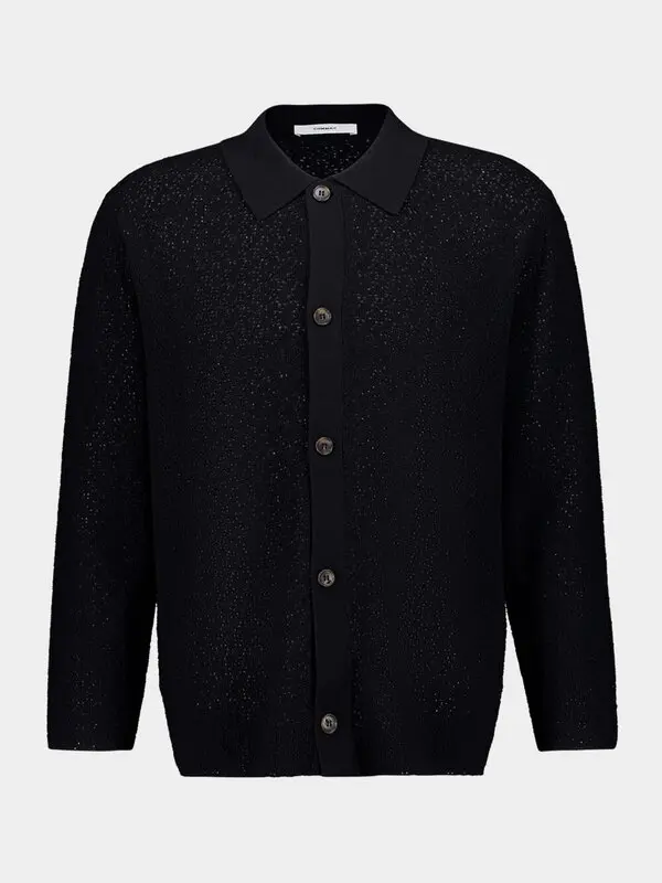 Commas Long Sleeve Buttoned Knit Cotton Shirt - Black