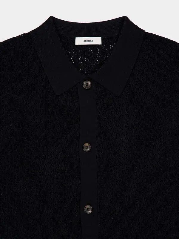 Commas Long Sleeve Buttoned Knit Cotton Shirt