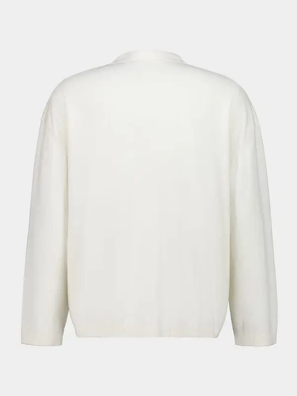 Commas Long Sleeve Boxy Knit Cotton Polo - Cream