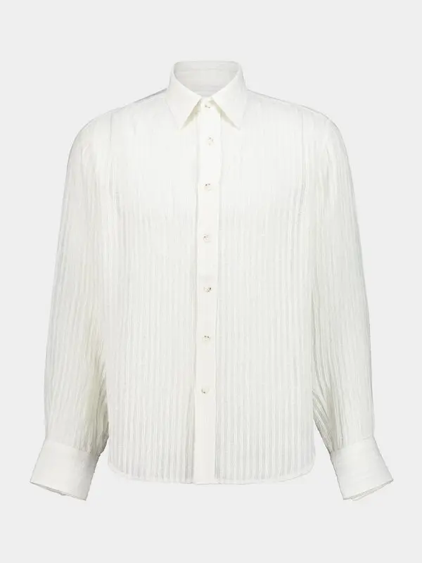 Commas Sheer Striped Linen Shirt - White