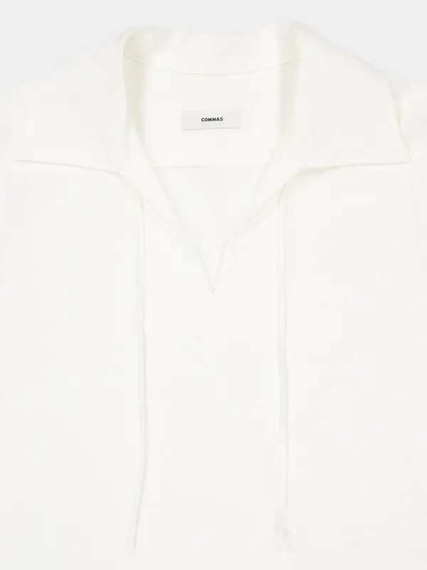 Commas Tie Crochet Trim Linen Shirt