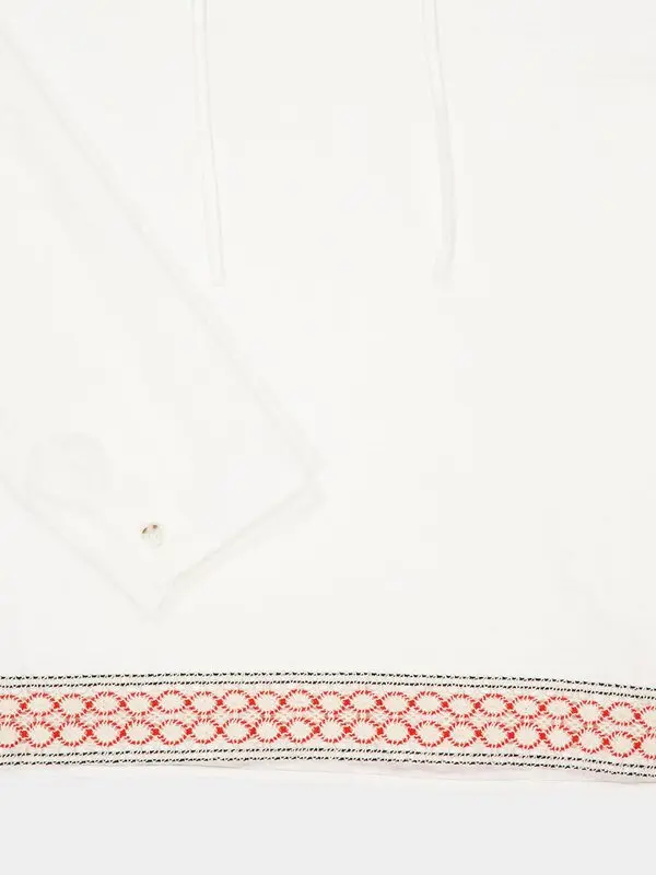 Commas Tie Crochet Trim Linen Shirt