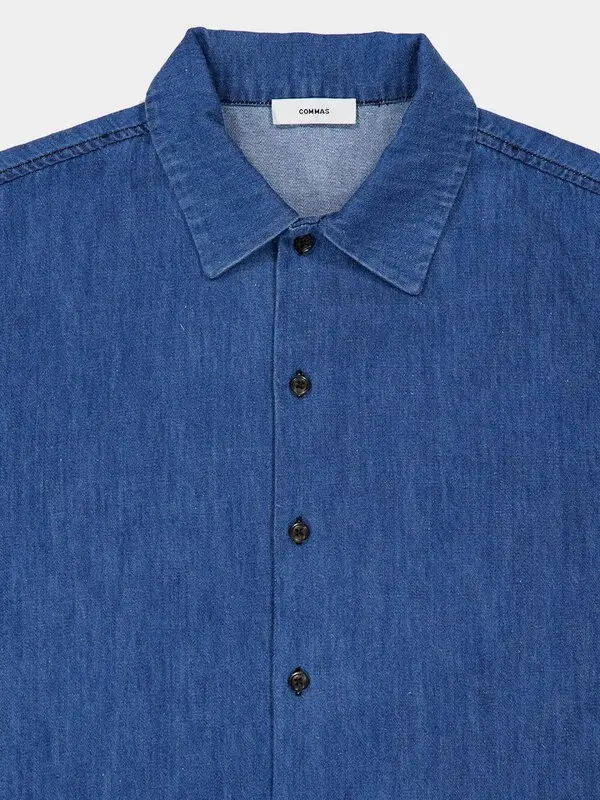 Commas Denim Shirt Woven Stripe Boxy