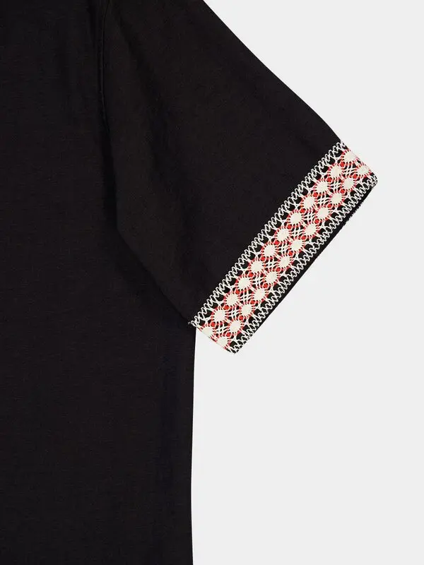 Commas Braided Camp Collar Shirt - Black