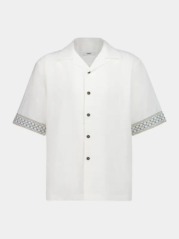 Commas Braided Camp Collar Shirt - White