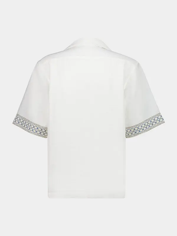 Commas Braided Camp Collar Shirt - White